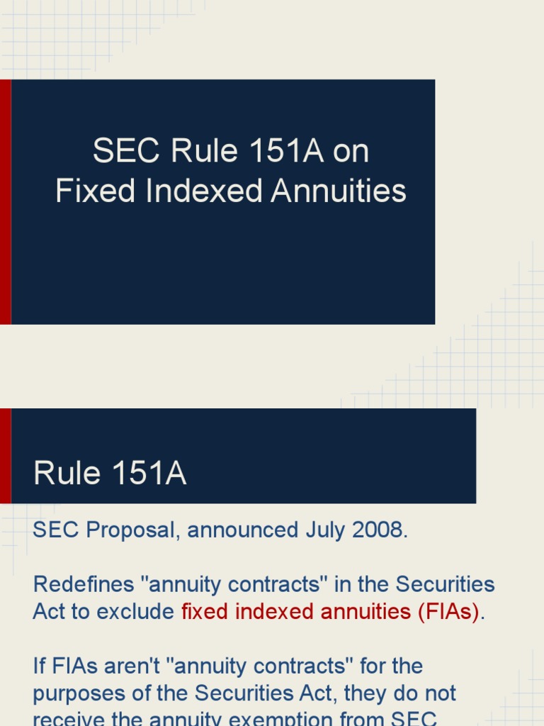 SEC Rule 151A: Fixed Indexed Annuities | PDF | Annuity (American ...