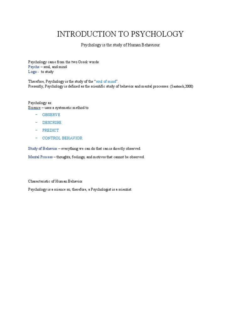 Introduction To Psychology | PDF | Psychology | Mind
