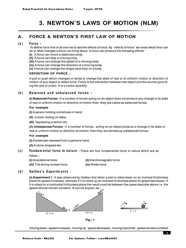 Ntse NLM | PDF | Force | Inertia