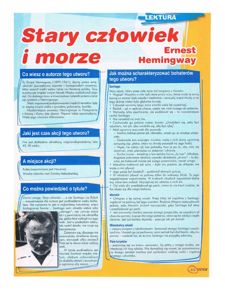 Stary Człowiek I Morze Opr - Victor | PDF Stary Człowiek I Morze Opr - Victor | PDF