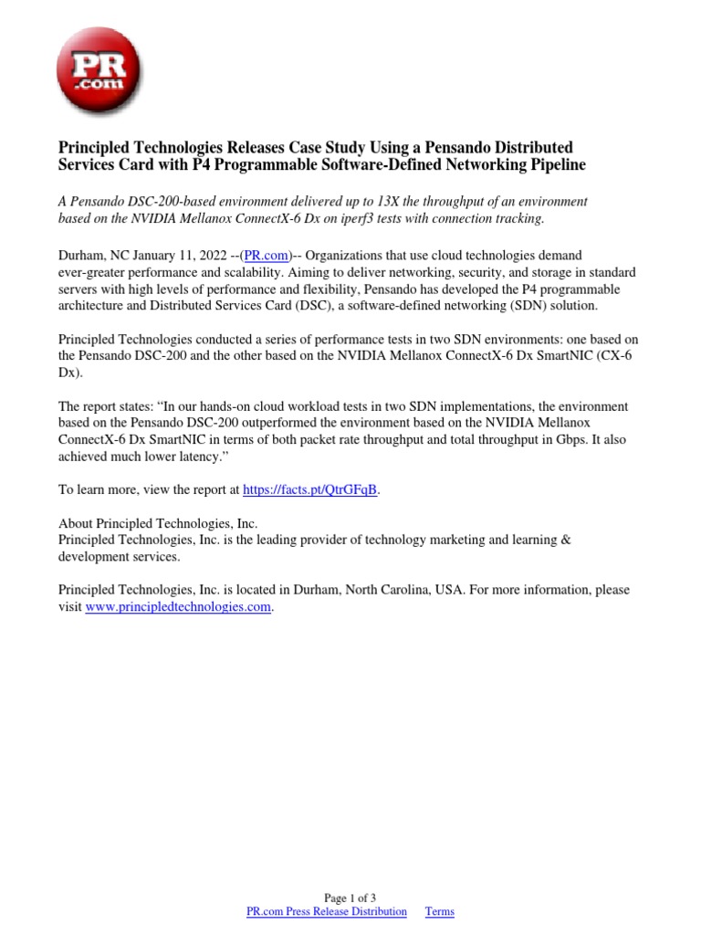 Principled Technologies Releases Case Study Using A Pensando ...
