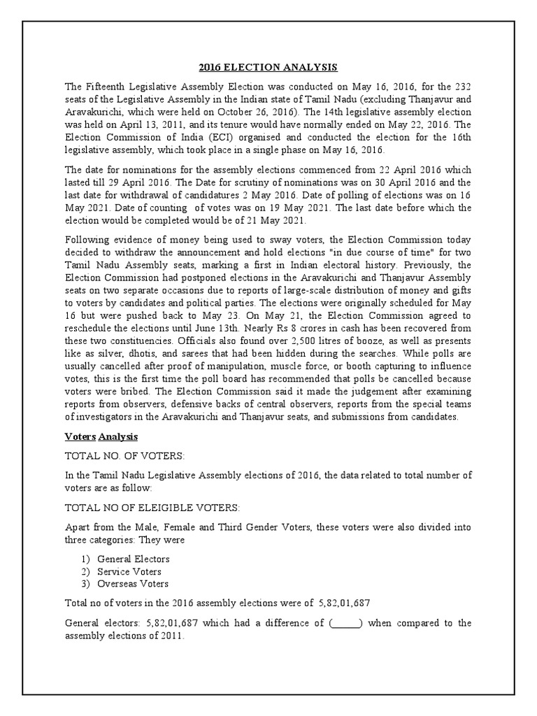 2016 Election Analysis | PDF | Political Parties | Government Related ...