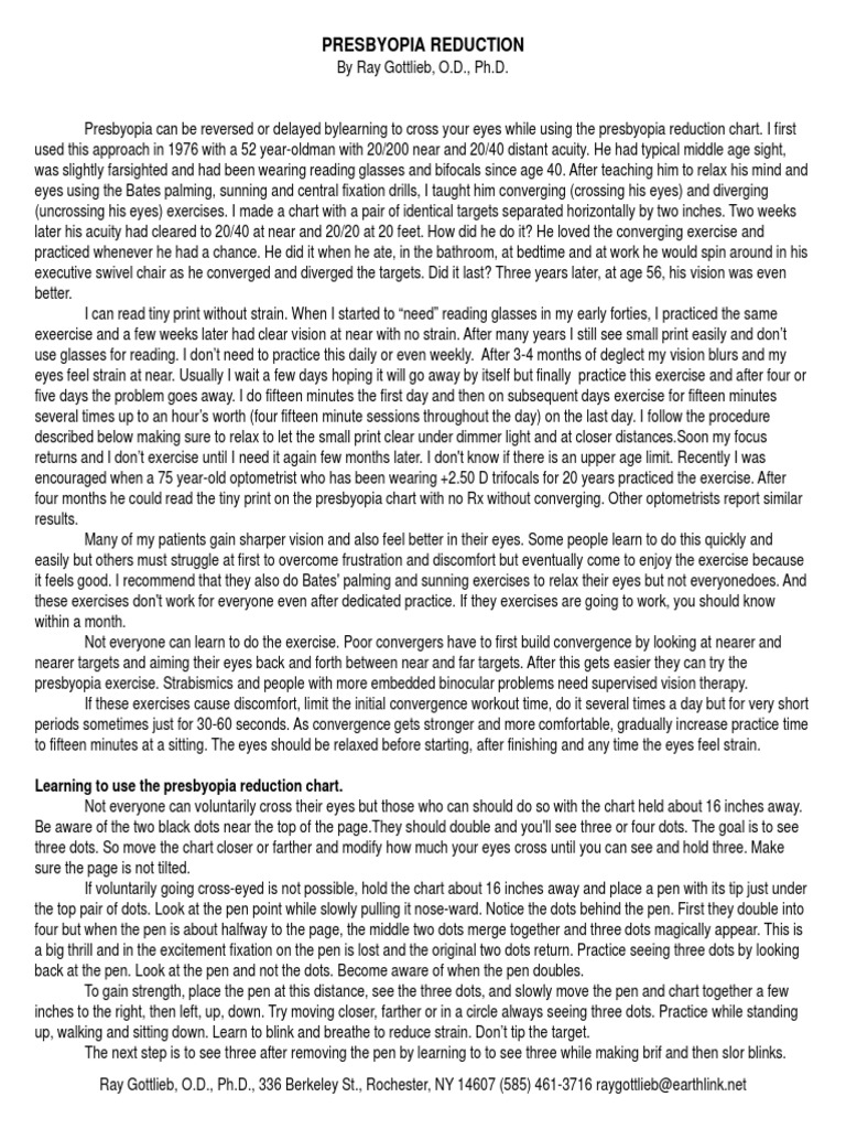 Learning To Use The Presbyopia Reduction Chart | PDF | Visual Acuity ...