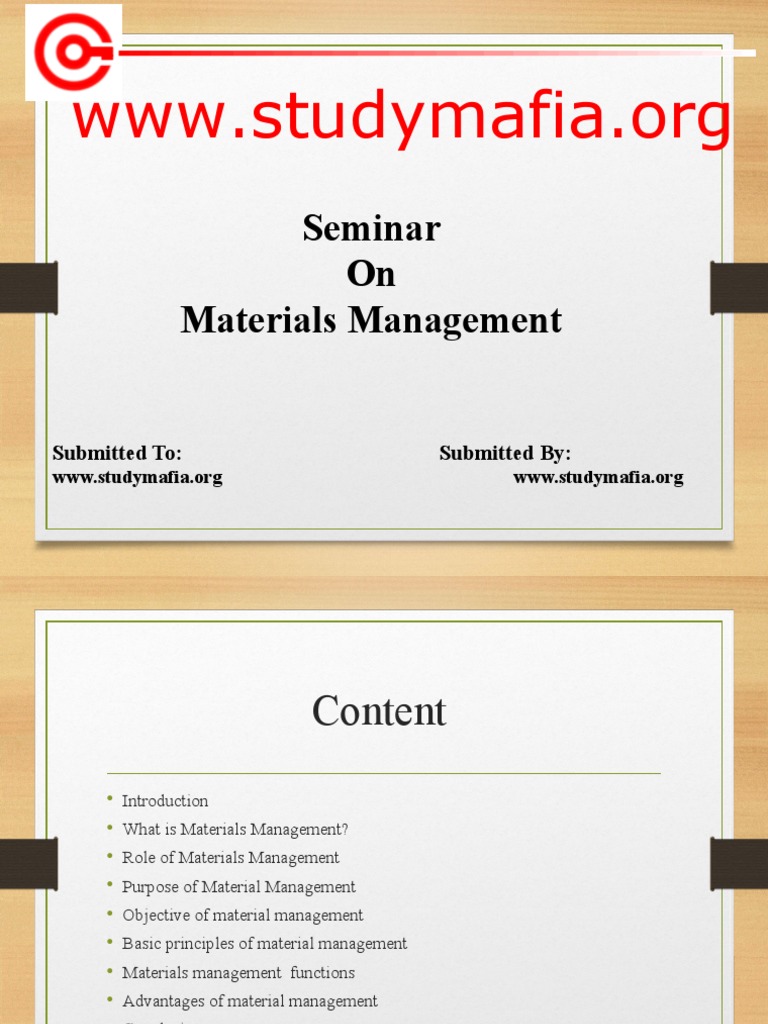 Materials Management PPT 1 | PDF | Inventory | Demand