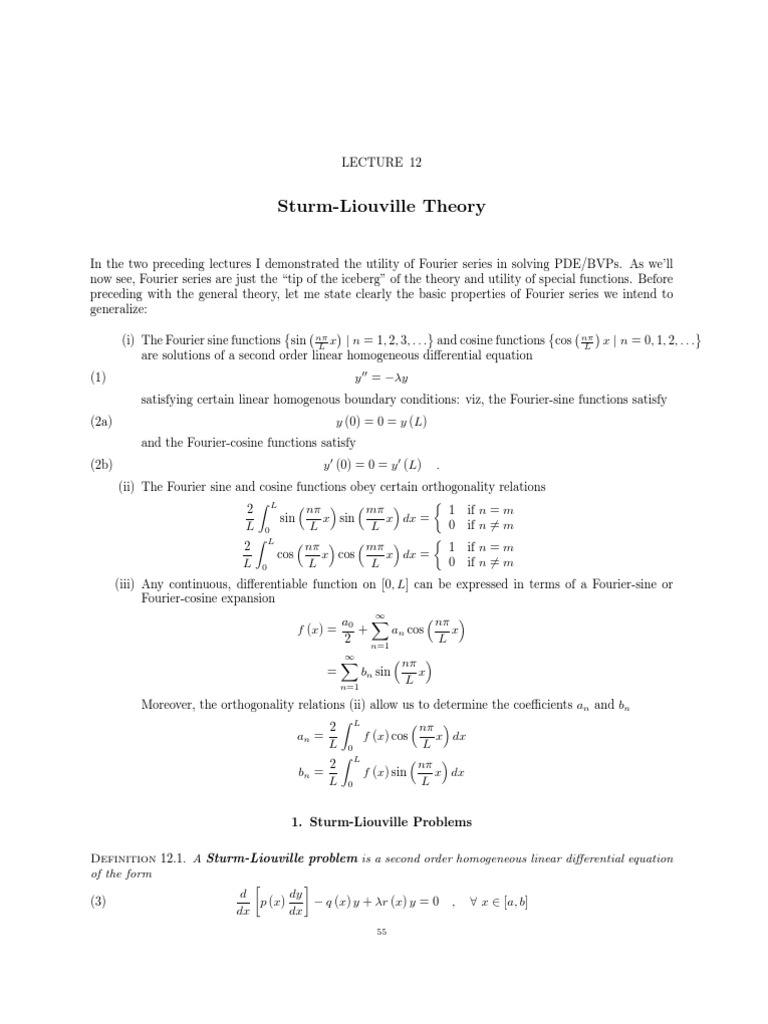Sturm Liouville Theory | PDF | Eigenvalues And Eigenvectors | Trigonometric Functions