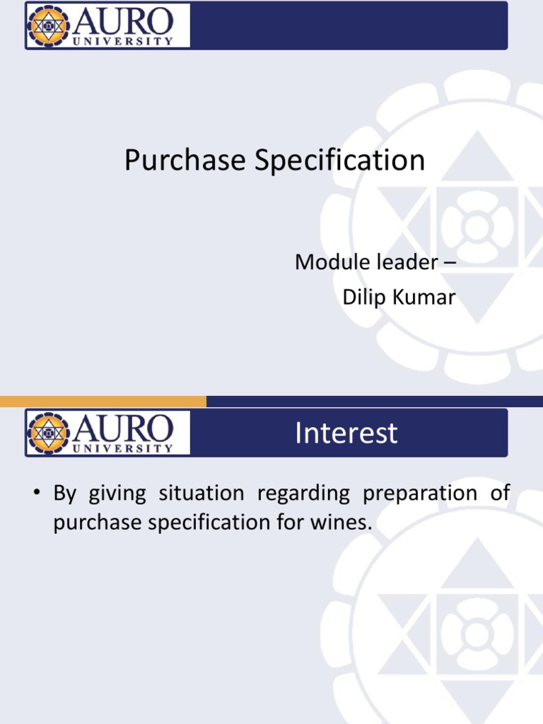 Purchase Specification | PDF | Specification (Technical Standard) | Procurement