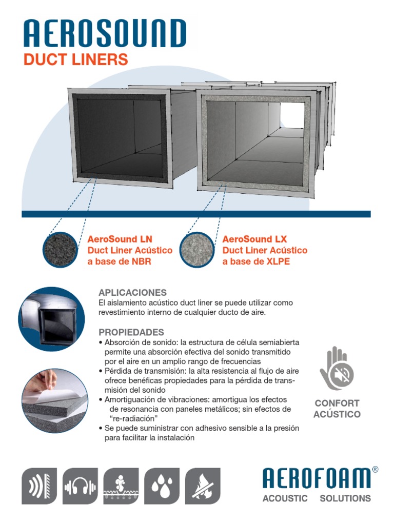 Duct Liner Acústico: AeroSound LX y LN | PDF | Aislamiento térmico | Química