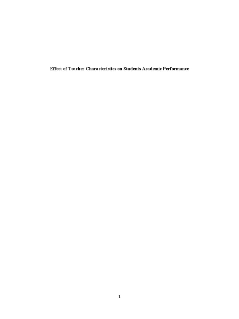 Impact Of Teacher Traits On Student Success Pdf Teachers Chi