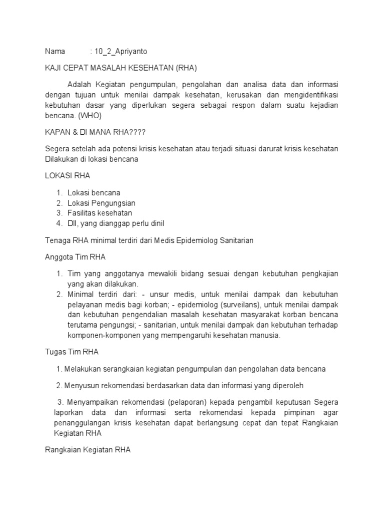 Kaji Cepat Masalah Kesehatan (Rha) | PDF | Pengembangan Diri