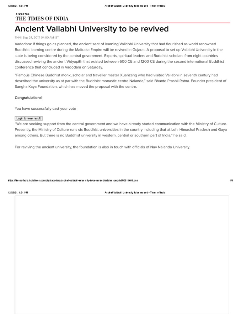 Ancient Vallabhi University in Gujarat to be Revived as a Center for ...