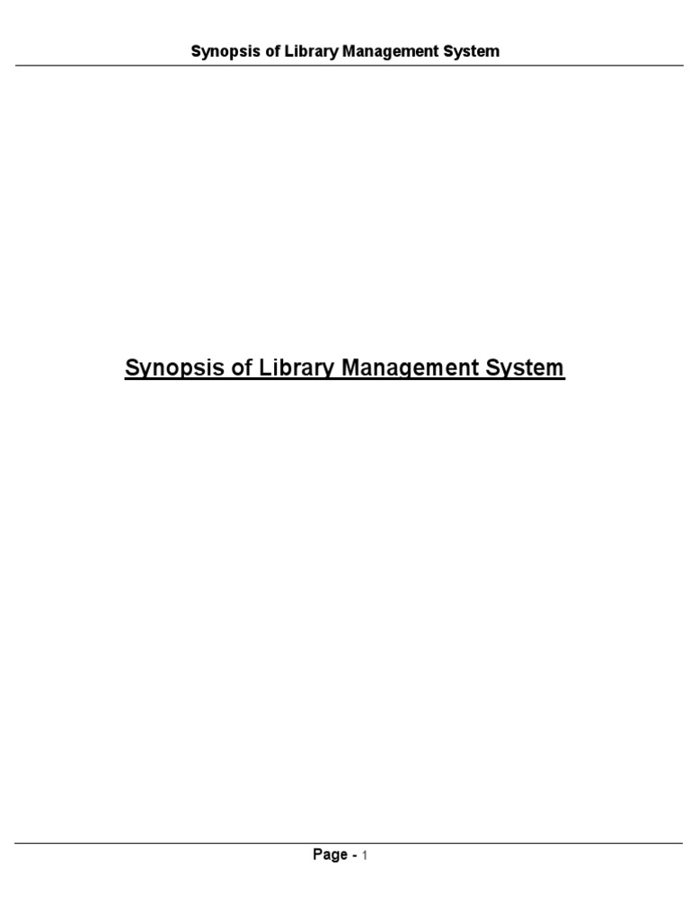 Synopsis of Library Management System | PDF | Databases | Relational Database