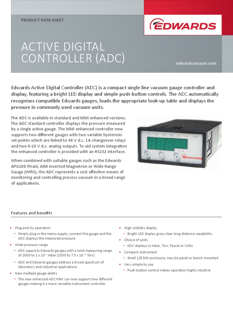 Edwards ADC Active Digital Controller 3601 0196 01 | PDF | Analog To ...