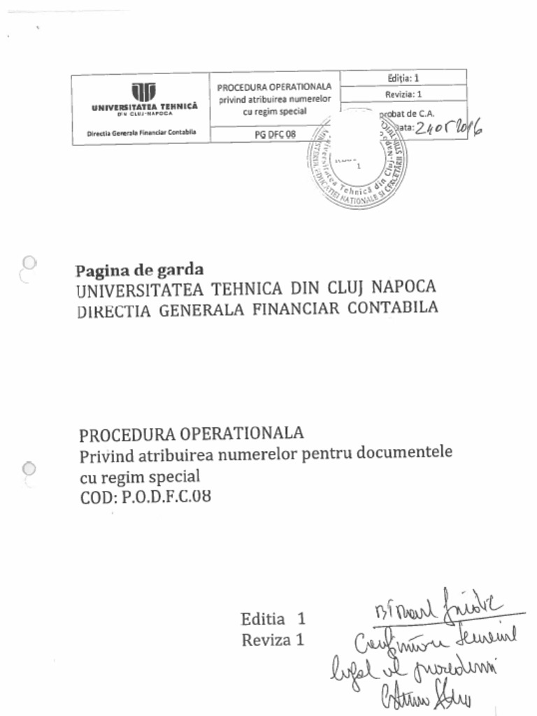 Procedura Operationala Privind Atribuirea Numerelor Docum Curegim ...