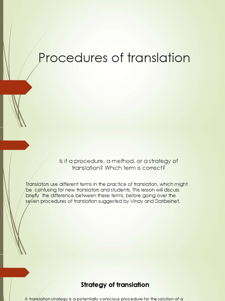 Vinay and Darbelnet's Translation Procedures | PDF | Translations ...