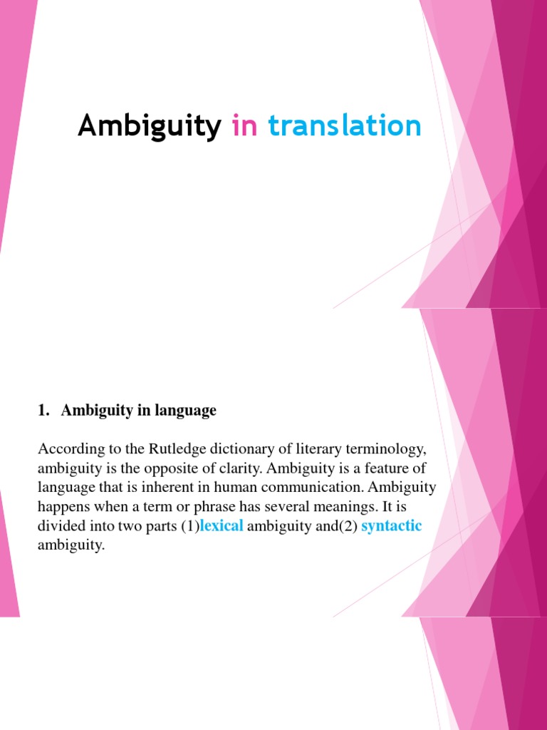 Ambiguity in Translation | PDF | Ambiguity | Translations