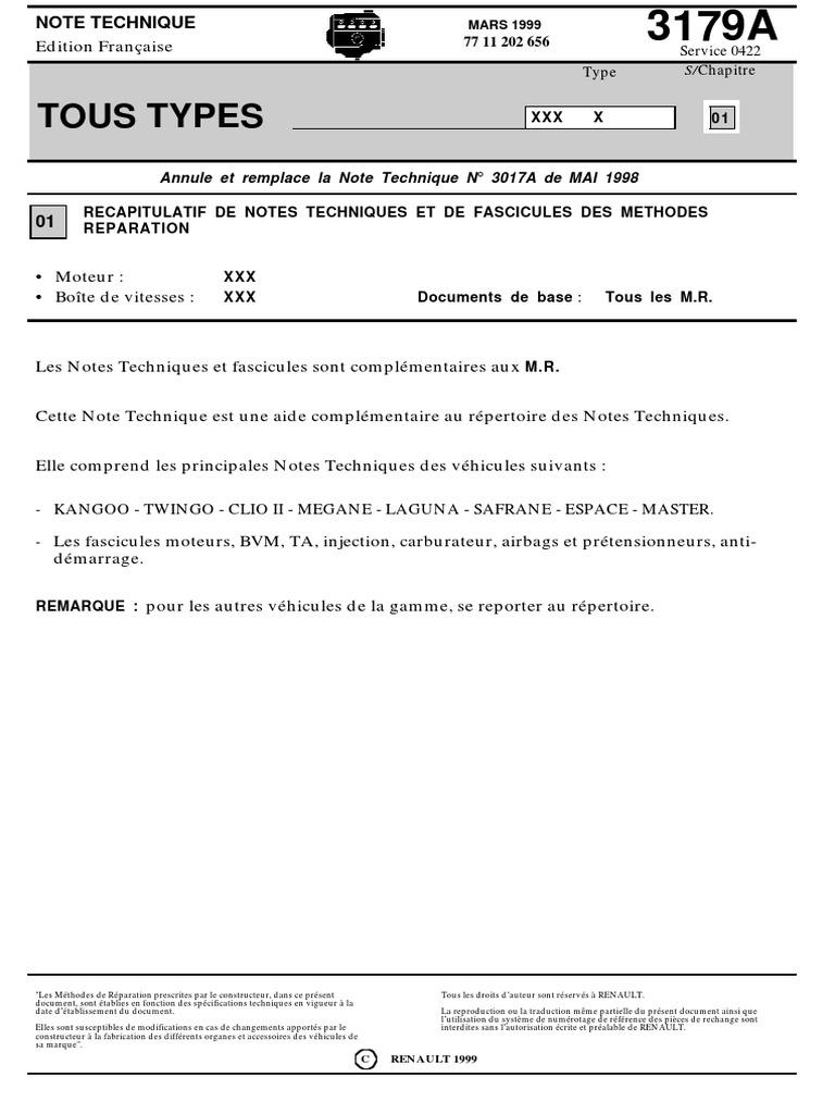 3179A (Récapitulatif NT) | PDF | Injection (moteur) | Transmission ...