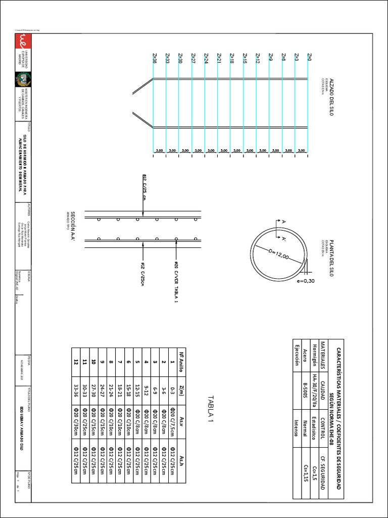 Plano de Silo de Hormigón Armado | PDF | Ingeniería estructural ...