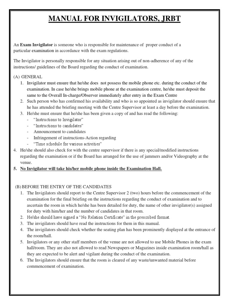 Manual For Invigilator | PDF | Technology & Engineering