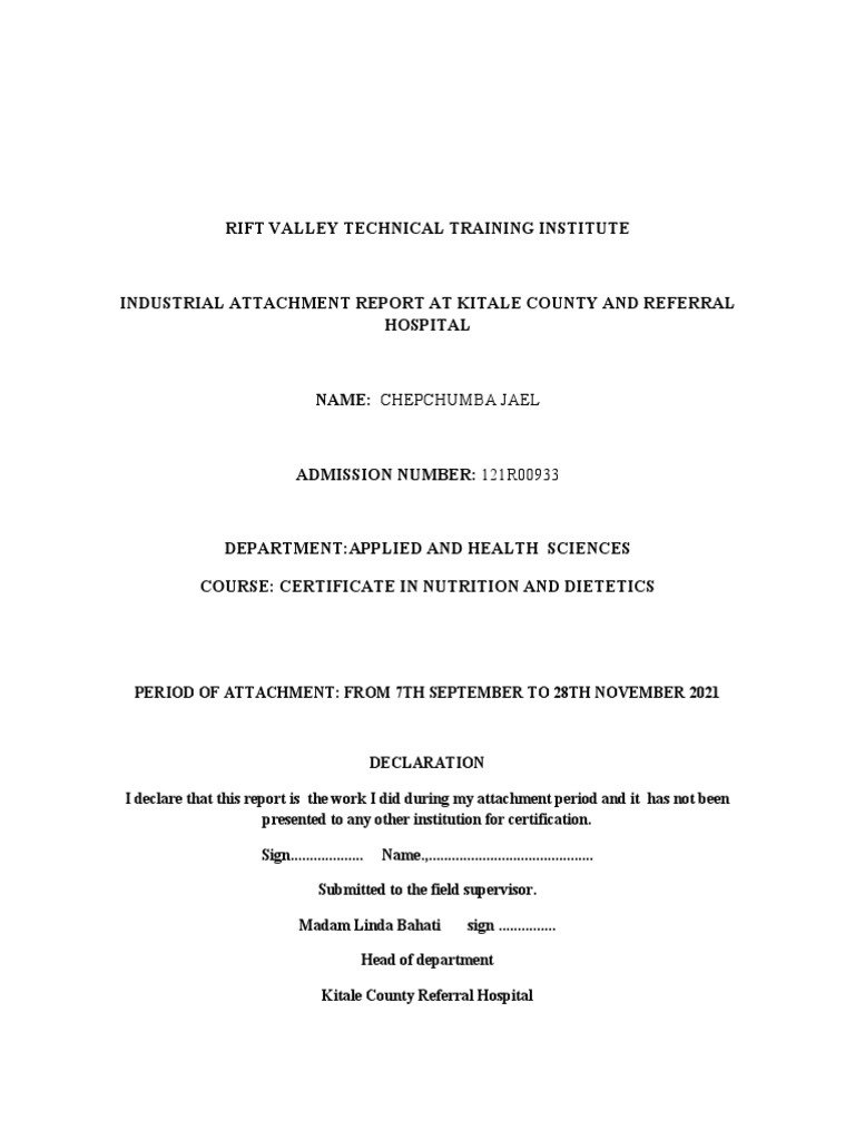 Rift Valley Technical Training Institute | PDF | Weight Loss ...