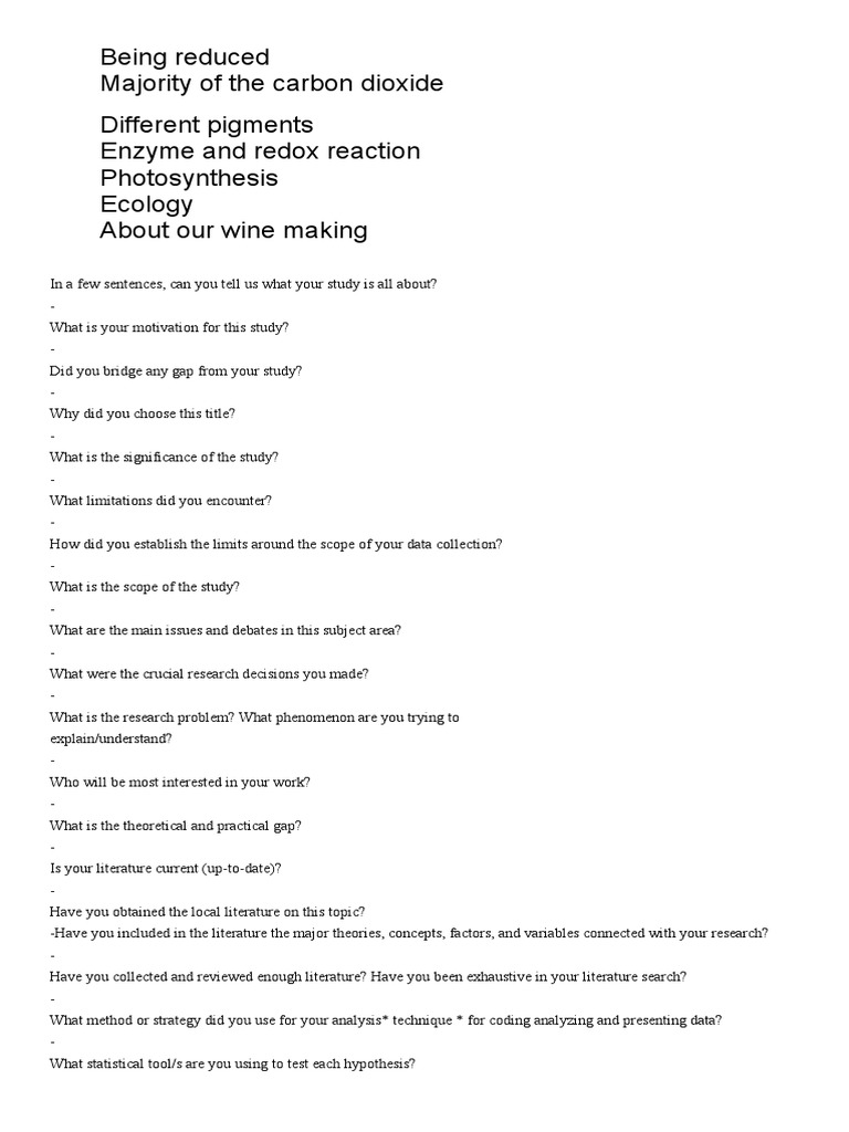 Thesis Panel Questions | PDF | Qualitative Research | Cognition