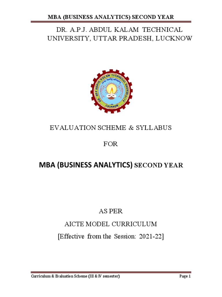 MBA - Business Analytics - 2nd Year Syllabus - 2021-22 | PDF ...