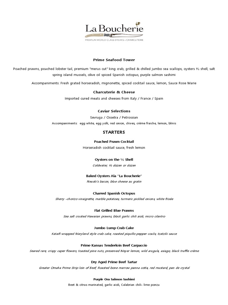La Boucherie New Menu Jan2022 | PDF | Beef | Salad