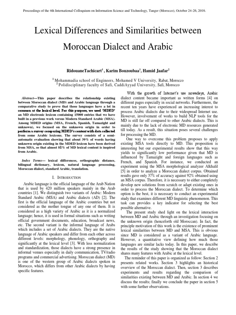 Lexical Differences | PDF | Arabic | Lexicon