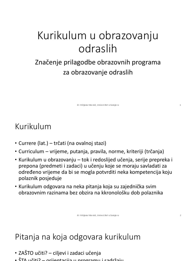 Kurikulum U Obrazovanju Odraslih | PDF