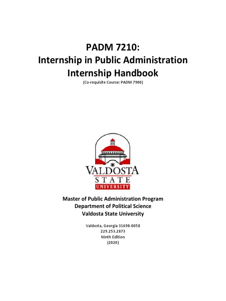 PADM 7210: Internship in Public Administration Internship Handbook ...