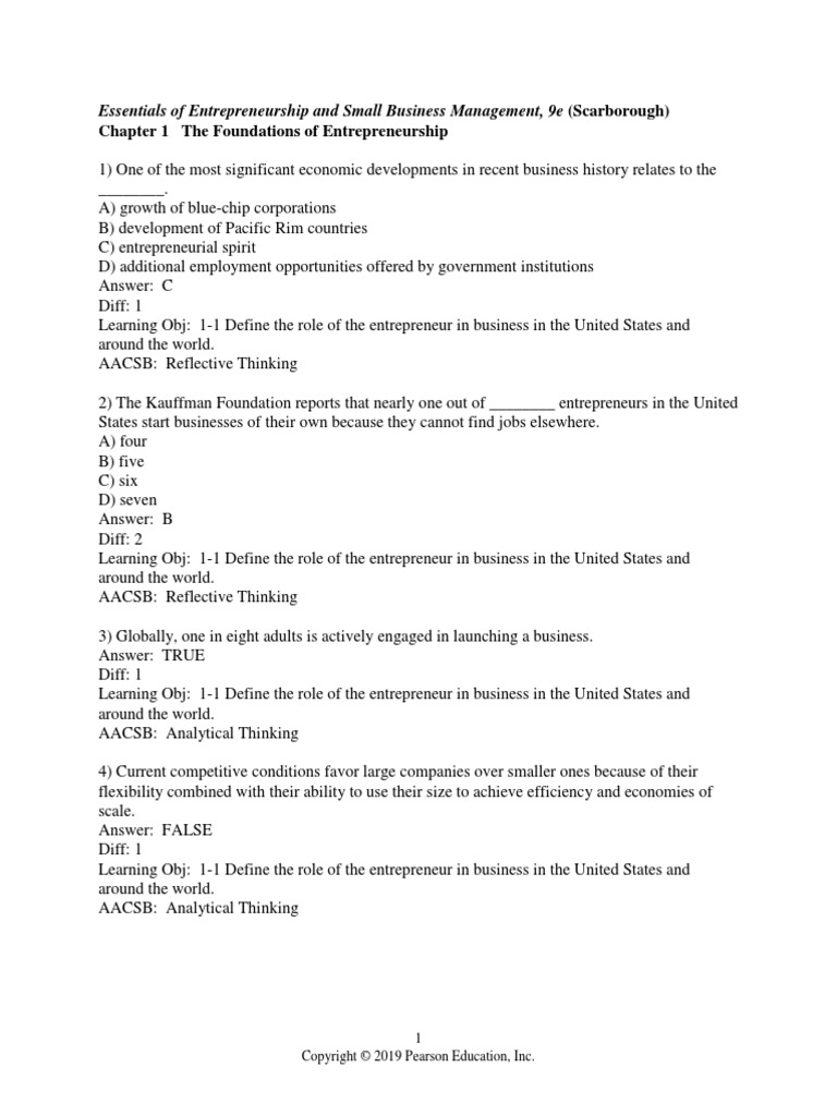 Chapter 1 The Foundations of Entrepreneurship | PDF | Entrepreneurship ...