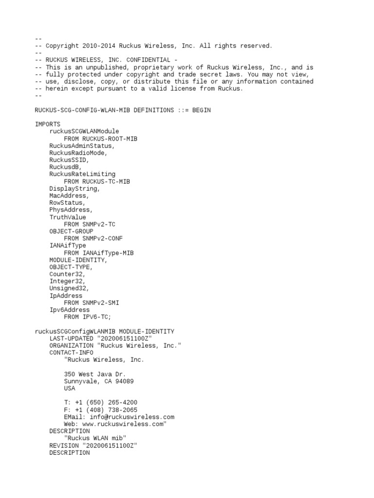 Ruckus SCG Config Wlan Mib | PDF | Communications Protocols | Wireless Lan