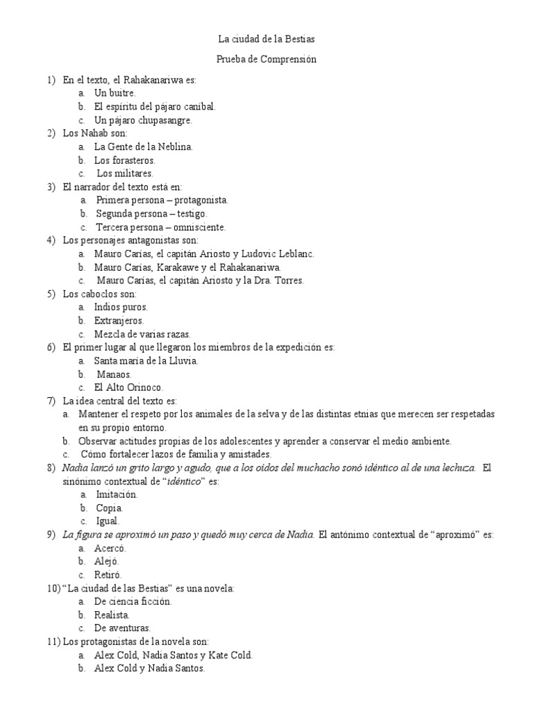 La Ciudad de Las Bestias Prueba | PDF | Libros para adolescentes ...