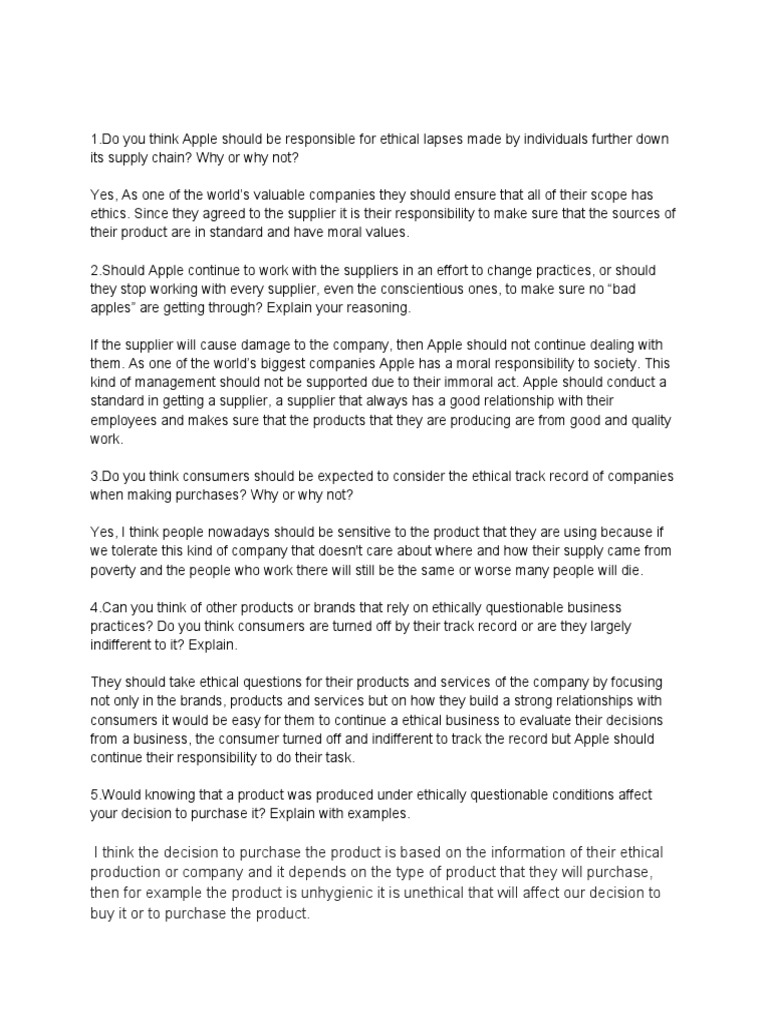 Ensuring Ethical Supply Chain Practices: Apple's Responsibility and the ...