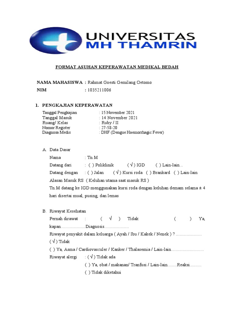 Format Asuhan Keperawatan Medikal Bedah | PDF