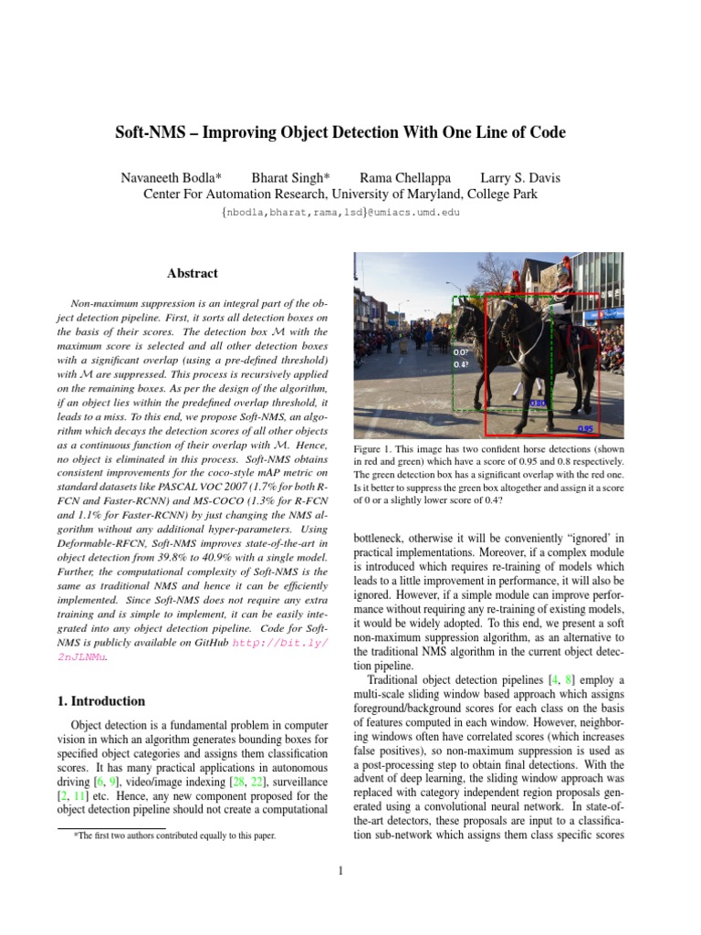 Soft Nms Improving Object Detection With One Line Of Code Pdf Deep Learning Cybernetics 