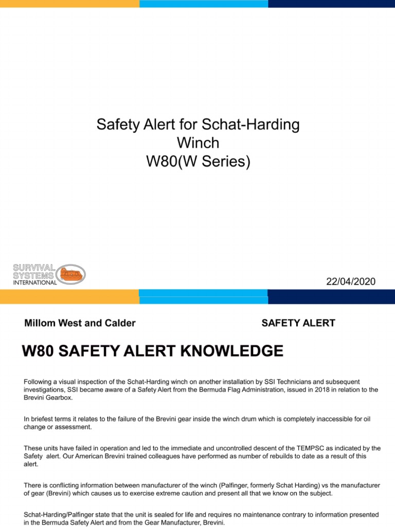 Schat-Harding Safety Alert Schat-Harding Winch W80 (W Series) May 2020 ...