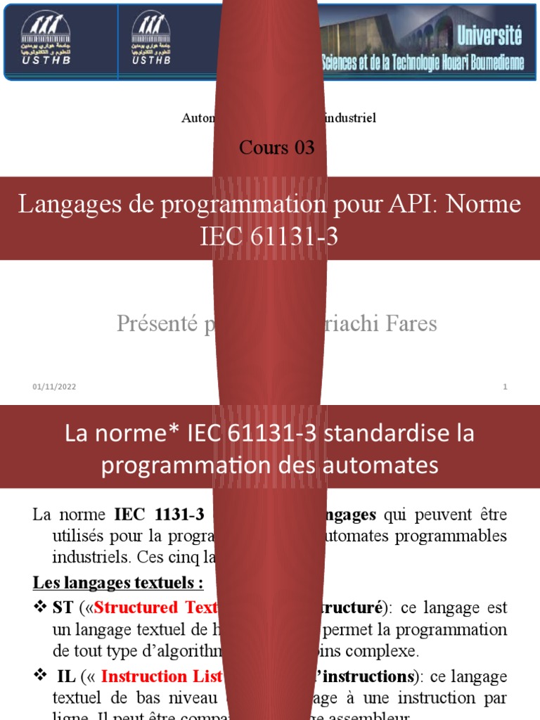 Programmation API: Langages et Normes | PDF | Langage de programmation | Automate programmable ...