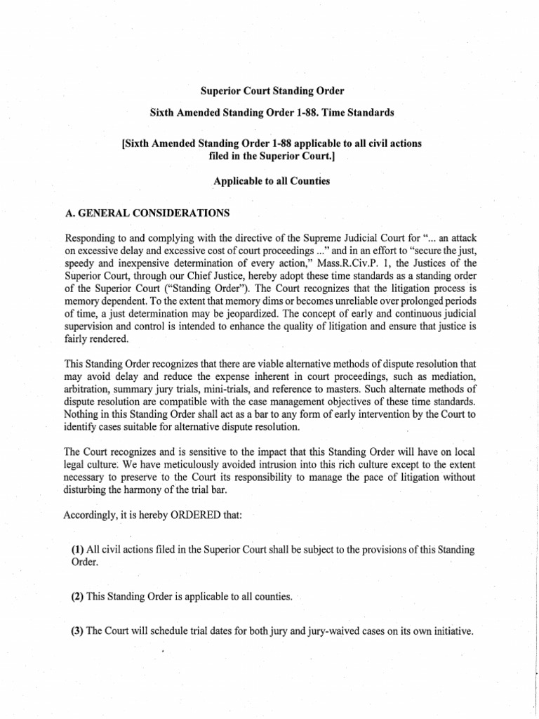 Superior Court Civil Action Time Standards | PDF | Complaint | Lawsuit