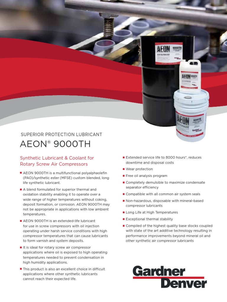 AEON® 9000TH: Synthetic Lubricant & Coolant For Rotary Screw Air ...