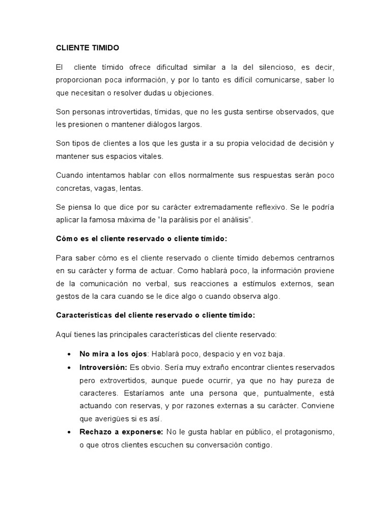 Cliente Timido | PDF | Cliente | Oferta (economía)