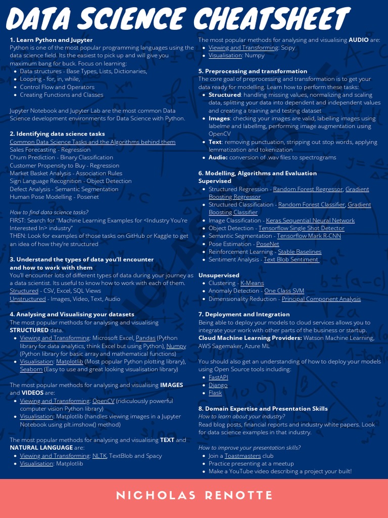 Data Science Cheatsheet | PDF | Machine Learning | Statistical Classification