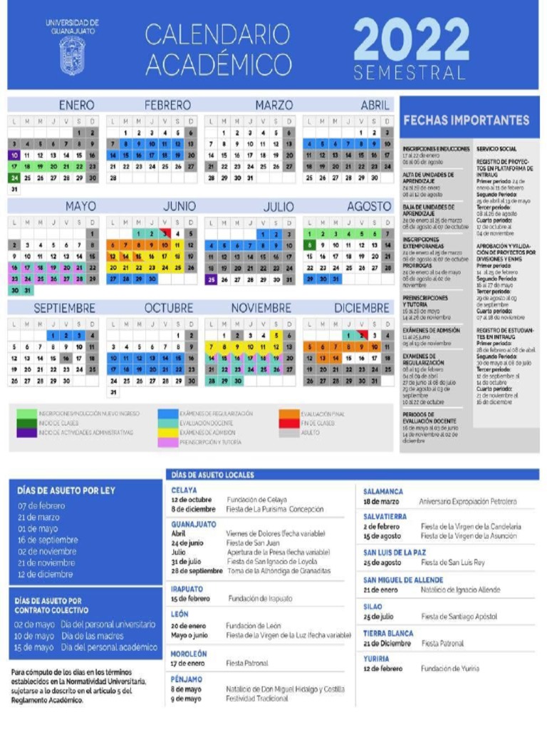 Calendario Semestral 2022 UGTO | PDF