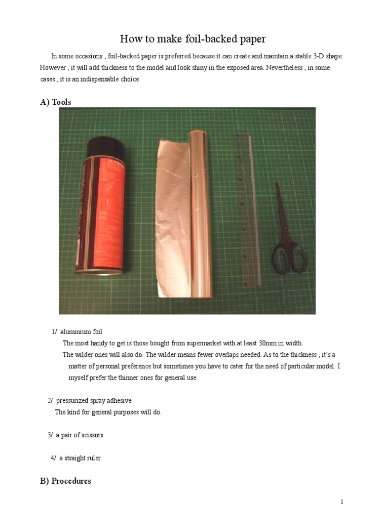 How To Make Foil-Backed Paper: A) Tools | PDF | Aluminium Foil | Paper