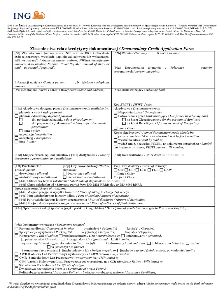 Lecture 10 Documentary Credit Application Form | PDF