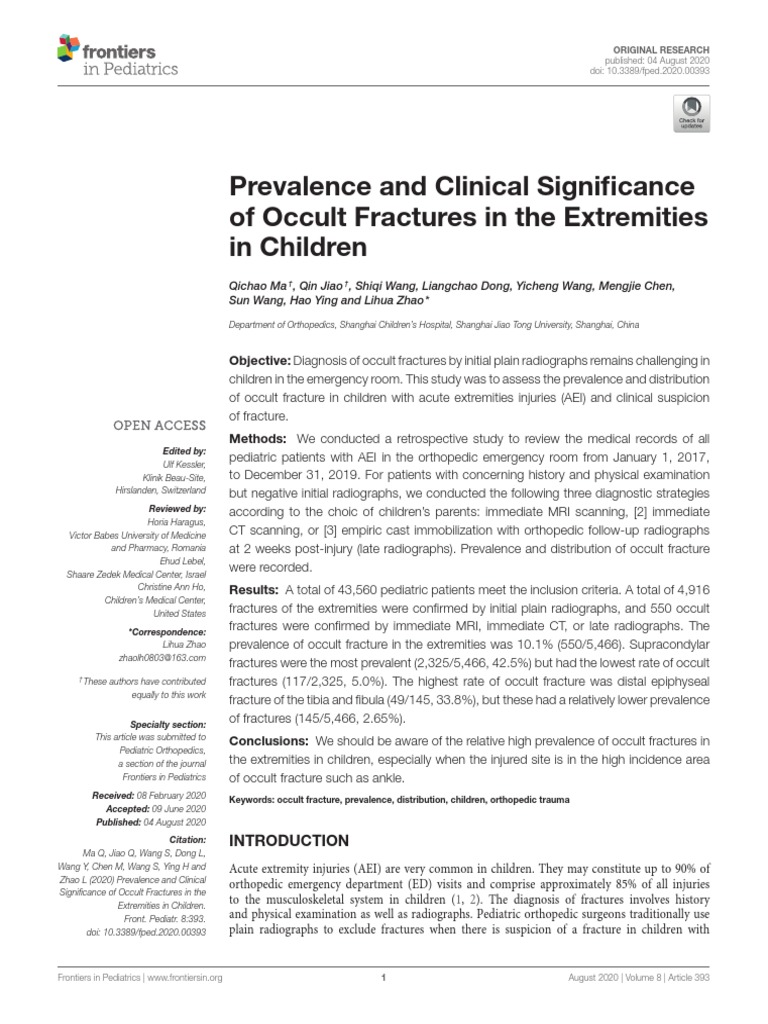 Prevalence and Clinical Significance of Occult Fra | PDF | Radiography ...