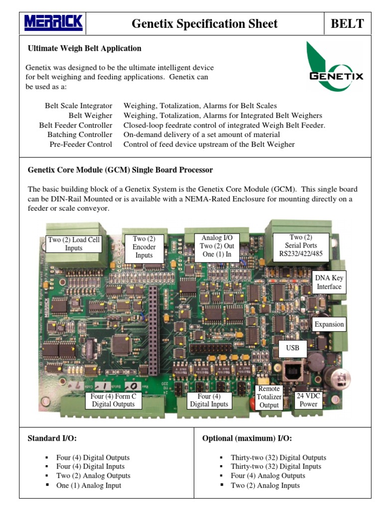 Genetix Intelligent Belt Weighing System | PDF | Input/Output ...