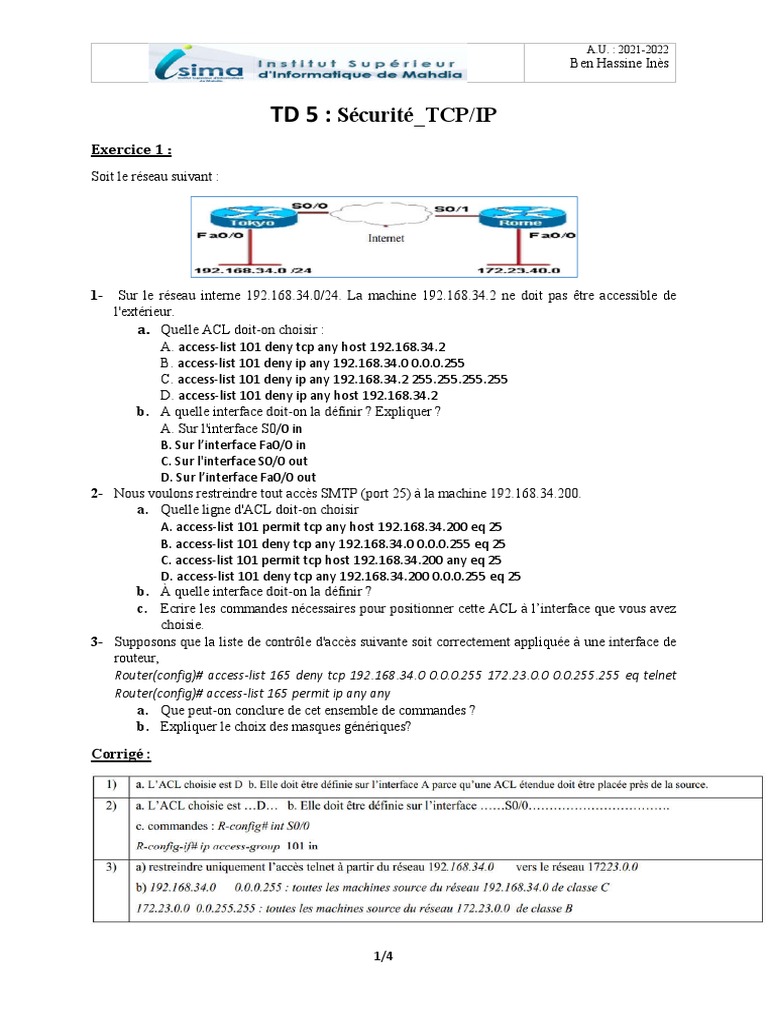 Td5 Corrigé Pdf Serveur Web Mise En Réseau