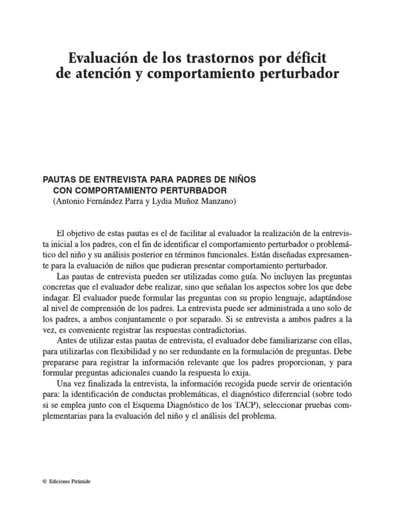 Cuestionario de Evaluación TDH | PDF | Desorden hiperactivo y deficit ...