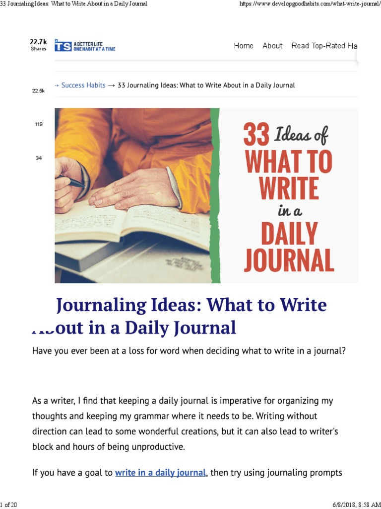 33 Journaling Ideas - What To Write About in A Daily Journal | PDF