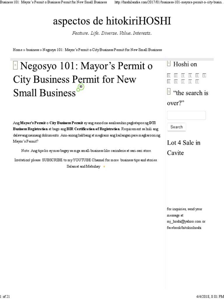 Business 101 - Mayor's Permit o Business Permit For New Small Business ...